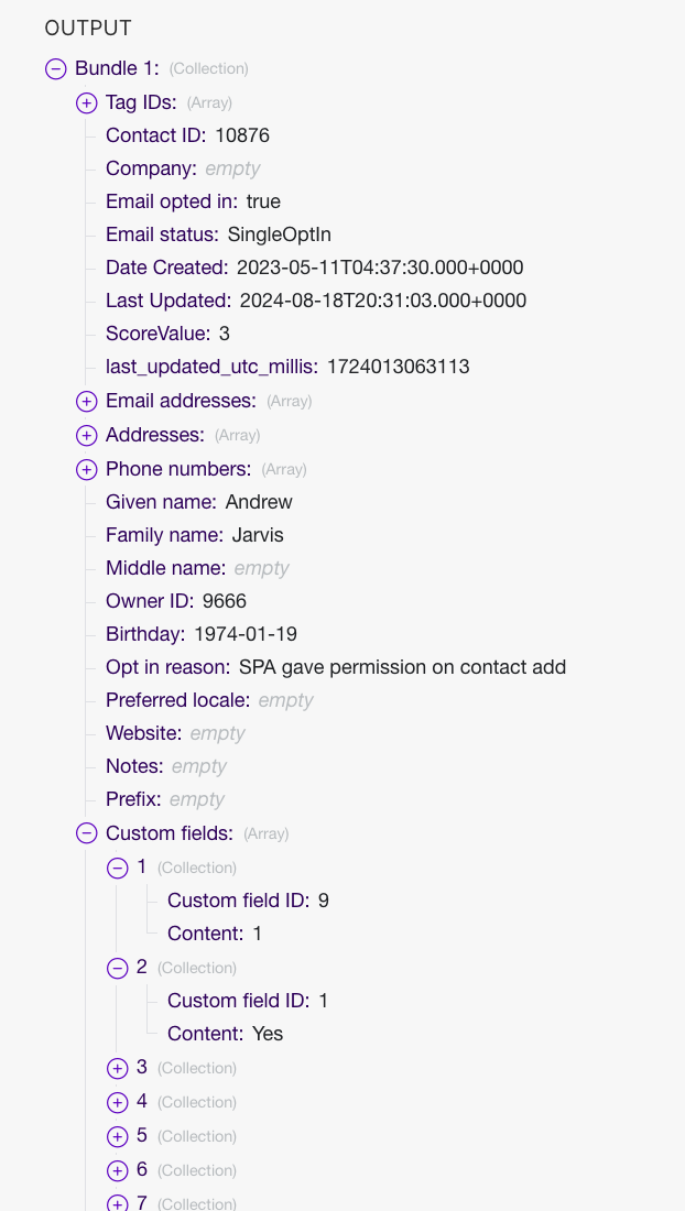 Mapping Keap Contact Custom Fields to another data source like Airtable - Getting Started - Make ...
