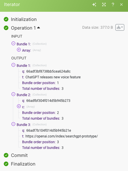 Value from iterator is not appearing in future modules - How To - Make Community