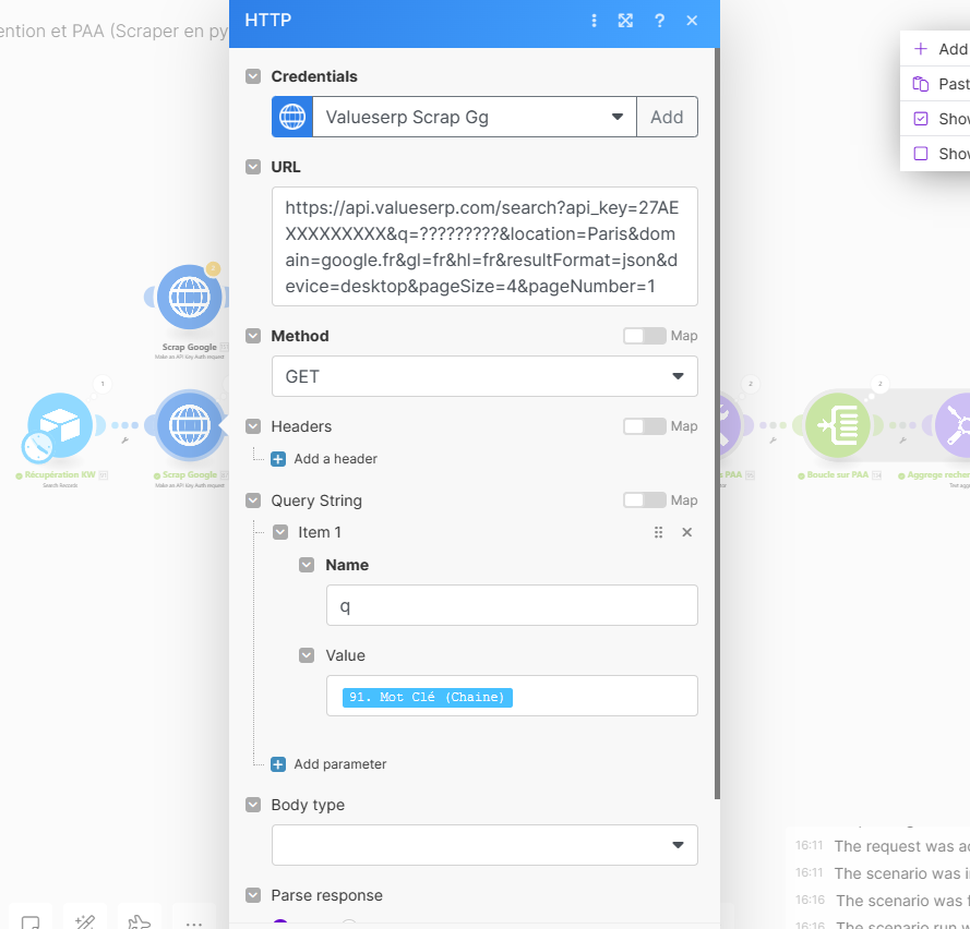 Retrieving data with the api.valueserp.com API - How To - Make Community