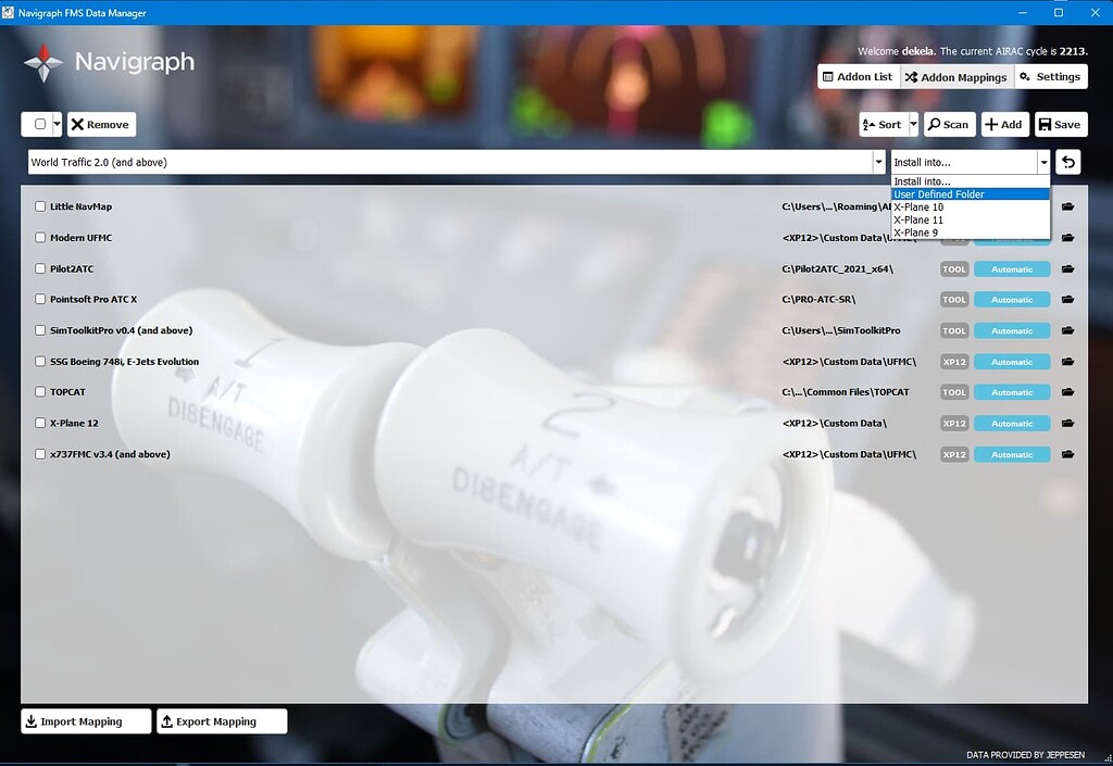No X-Plane 12 Install to Option - FMS Data Manager - Navigraph