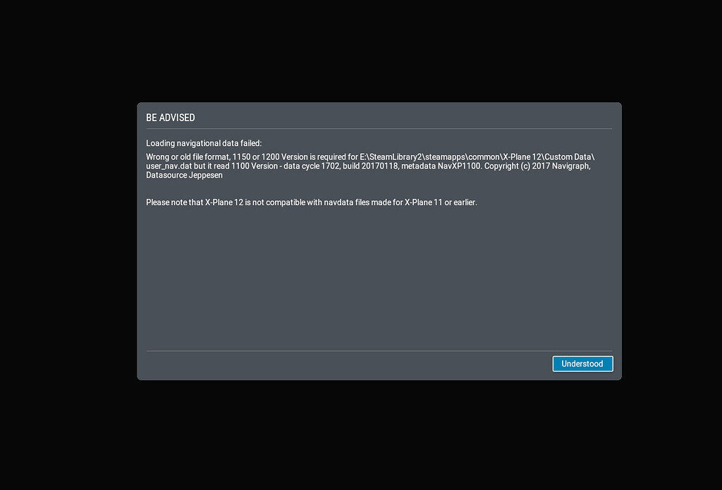 Navigation data halts XP 12 - General non MSFS data - Navigraph