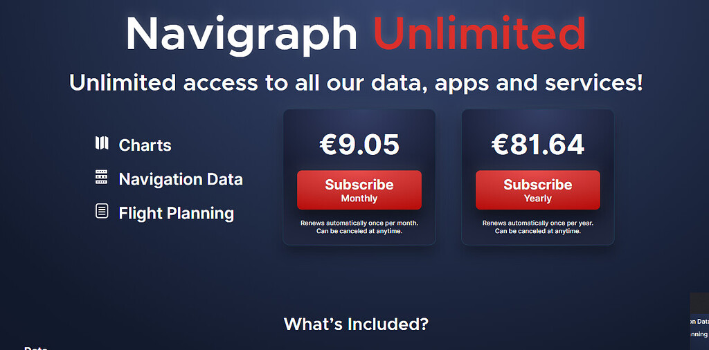 Can not Subscibe to NAv Data only can see ultimate Subscription - General non MSFS data - Navigraph