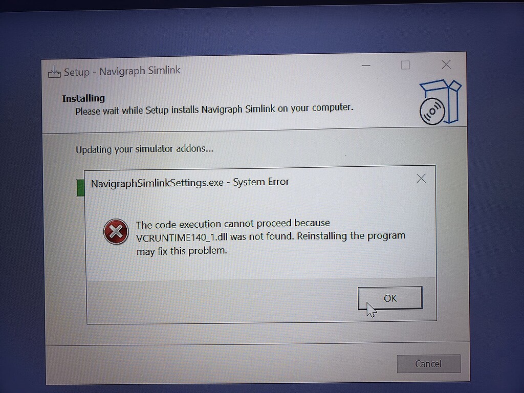 Navigraphsimlink Error Message - Simlink/Moving Map - Navigraph