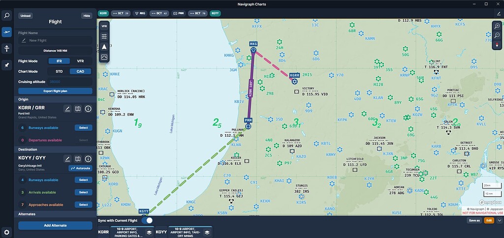 Heading and distance between waypoints/VOR - General - Navigraph