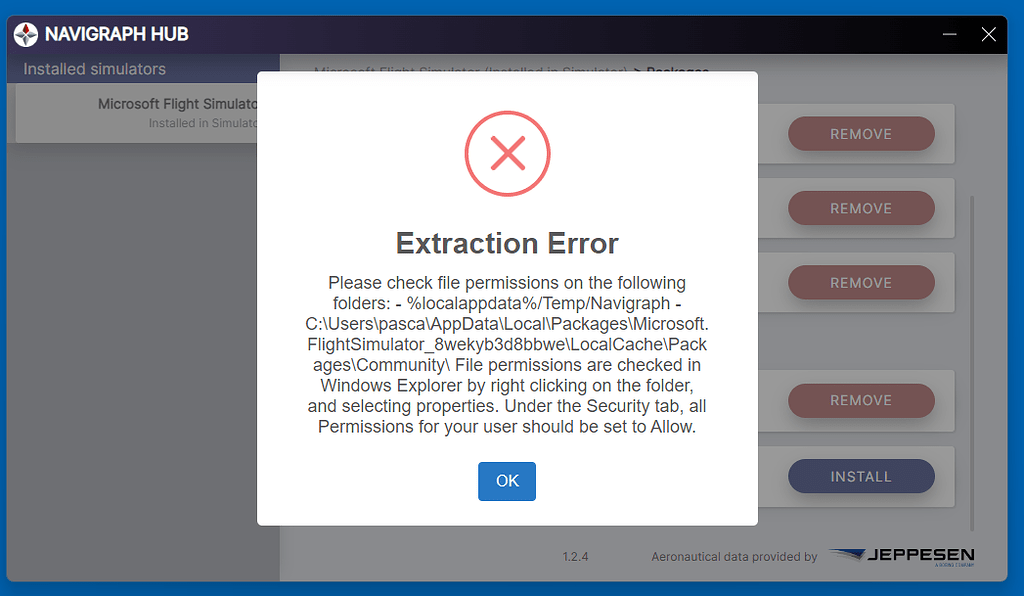 Error with addon not in the Community Folder - Navigraph Hub - Navigraph