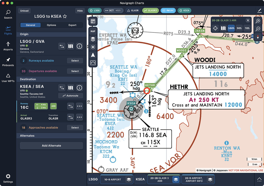 Better depiction of vectors on route drawing - Wishlist - Navigraph