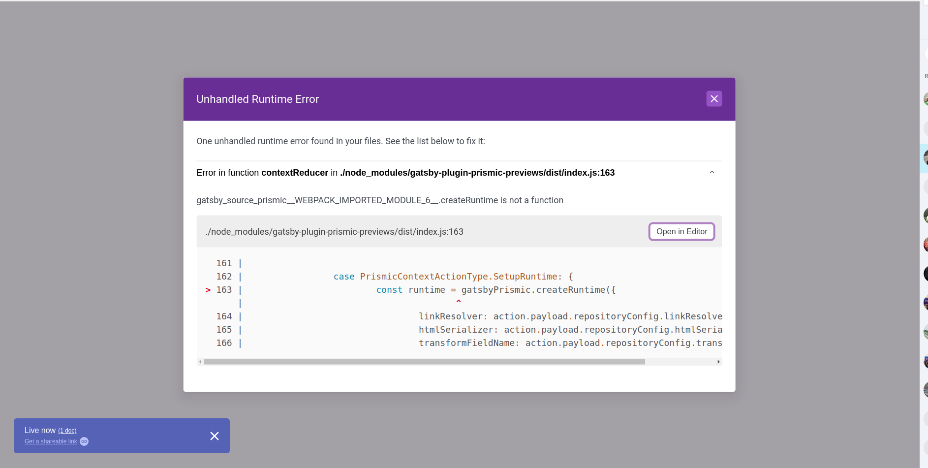 Error When Using Gatsby Plugin Prismic Previews Plugin Developing With Prismic Prismic People
