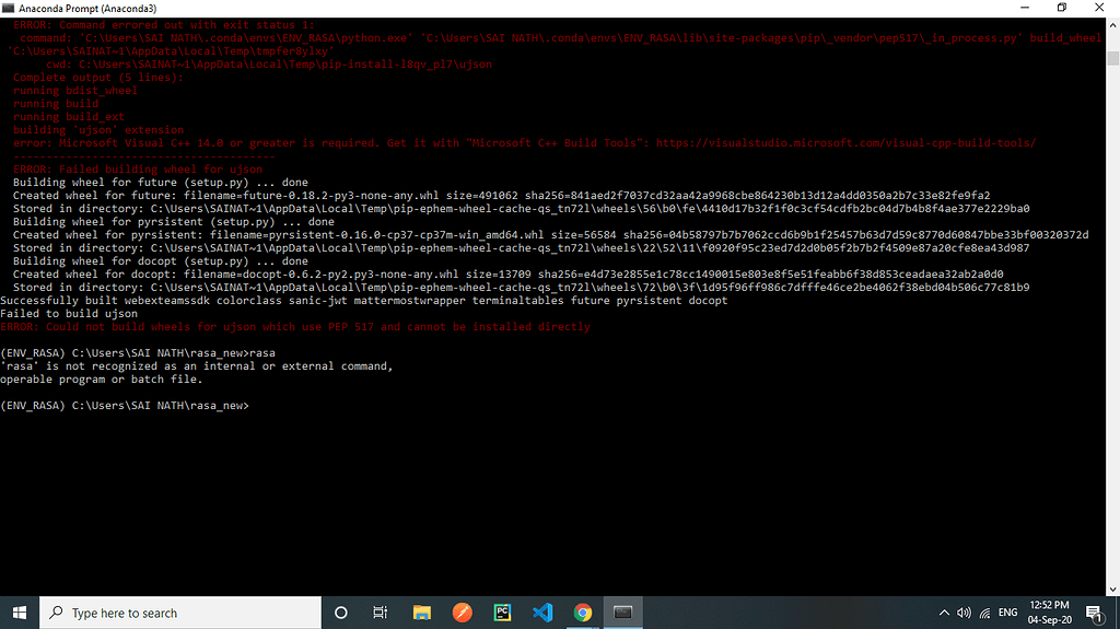 ERROR while installing RASA in windows - Rasa Open Source - 2024-12-09