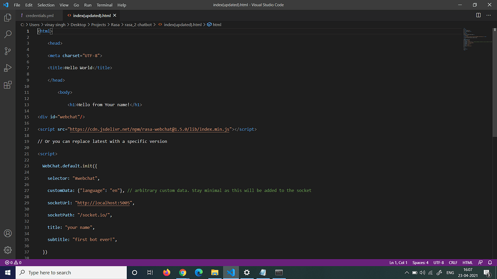 Problem in publishing rasa bot in a web page on local host - Rasa Open Source - 2024-12-09