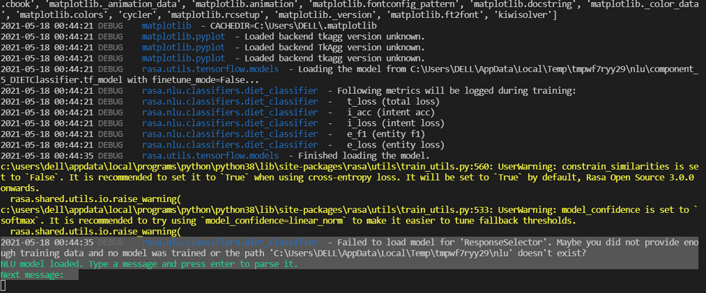 Rasa.nlu.classifiers.diet_classifier - Failed to load model for 'ResponseSelector' - Rasa Open ...
