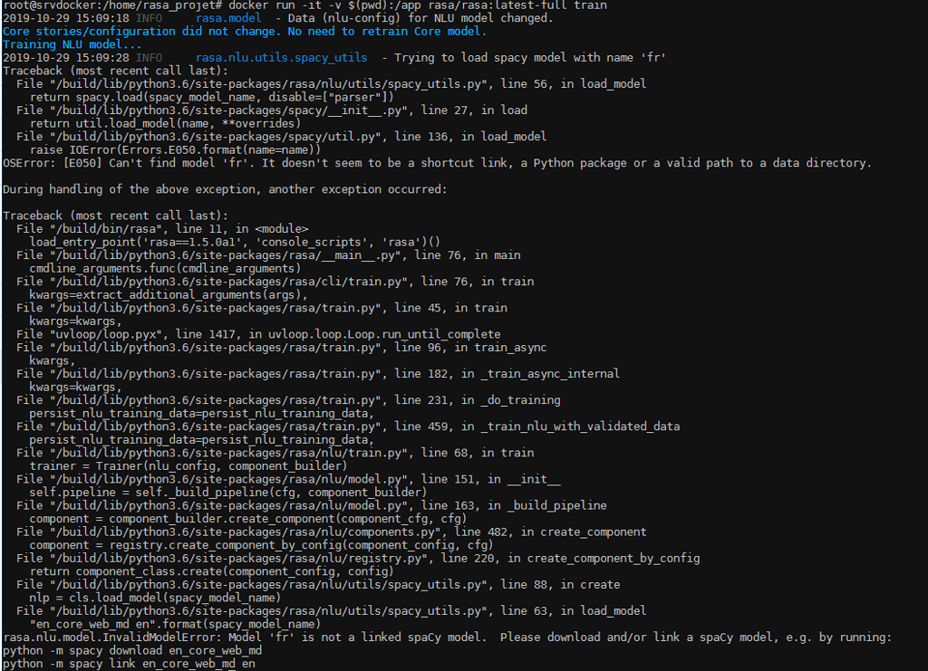 How i can use Spacy fr package with Docker? - Rasa Open Source - 2024-12-09