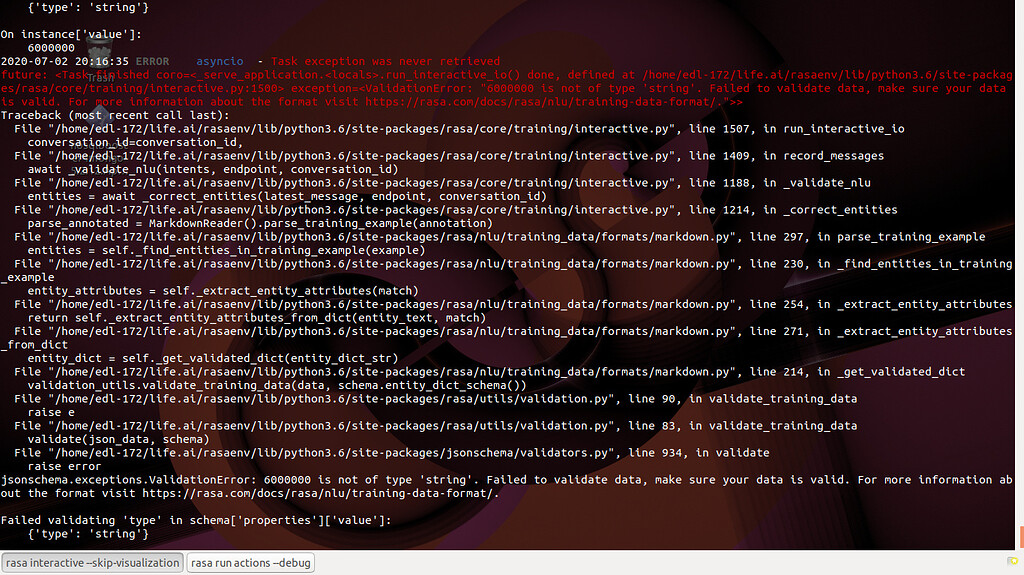 Rasa interactve training validation error - Rasa Open Source - 2024-12-09