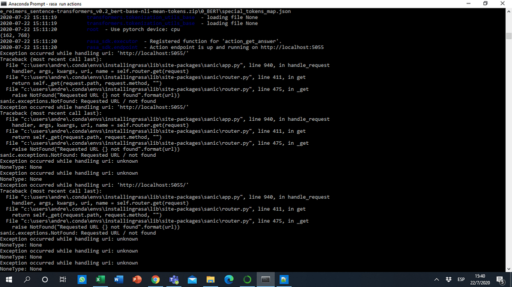 Problem with localhost, Bert model and sanic library - Rasa Open Source - 2024-12-09