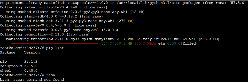 Pip install rasa is not installing rasa - 2023 - Rasa Open Source - 2024-12-09
