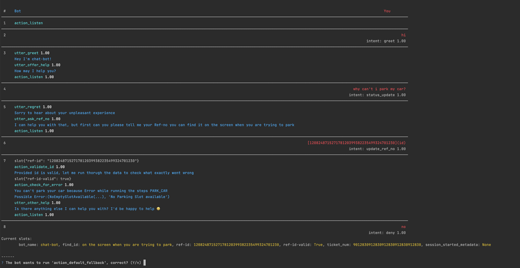 Chat bot uses default_fallback_action instead of defined action - Rasa Open Source - 2024-12-09
