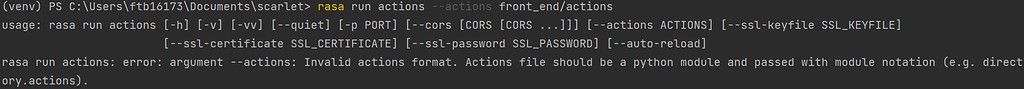 Unable to run rasa run actions from parent directory - Rasa Open Source - 2024-12-09
