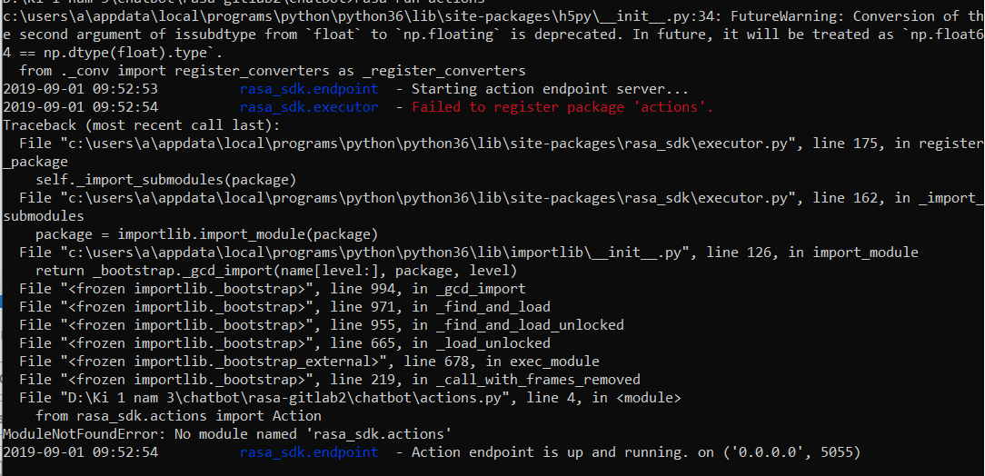 Cannot register package 'actions' - Rasa Open Source - 2024-12-09