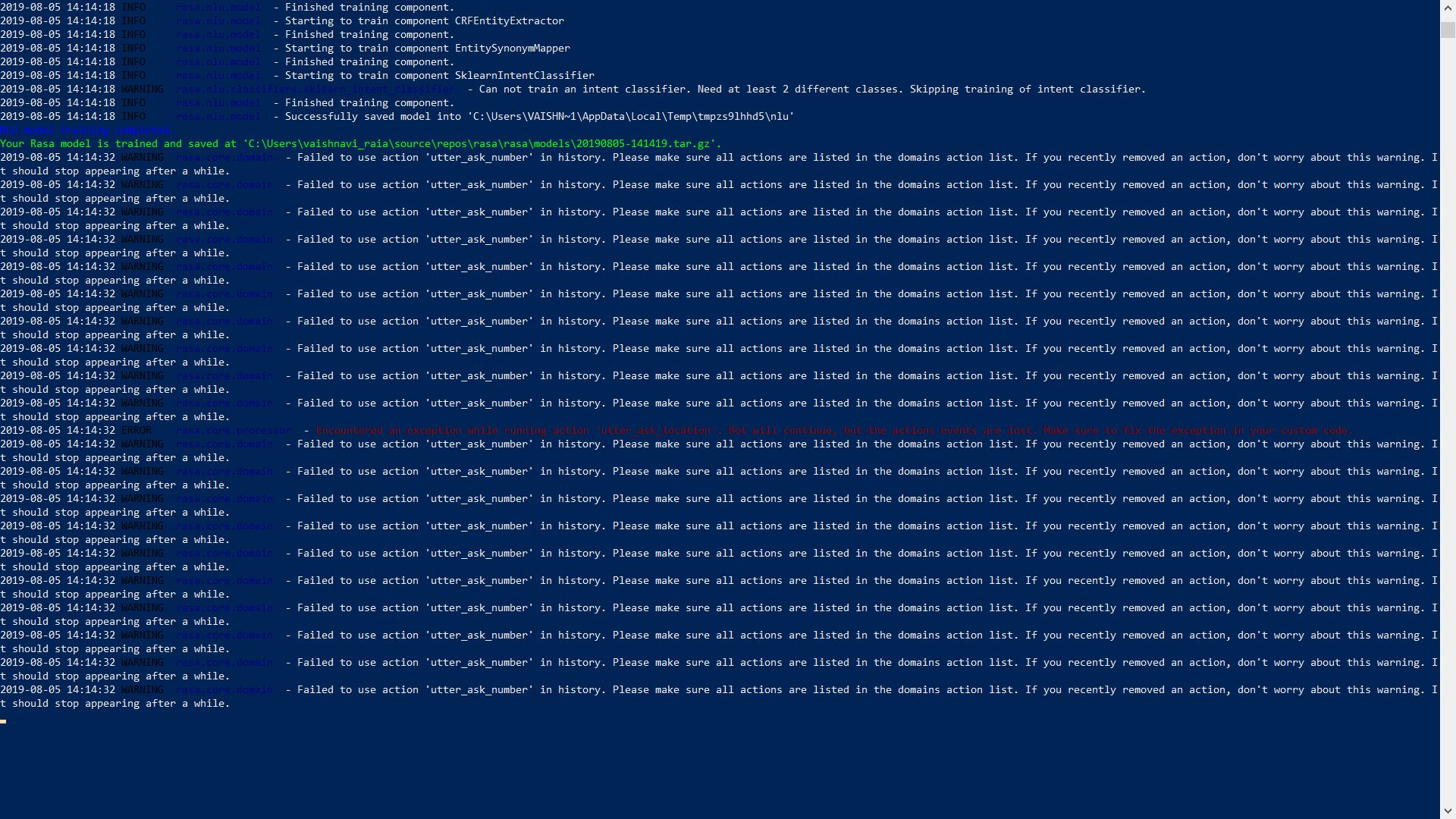 Training failed when add new Response from GUI - [Deprecated] Rasa X Community Edition - 2024-12-09