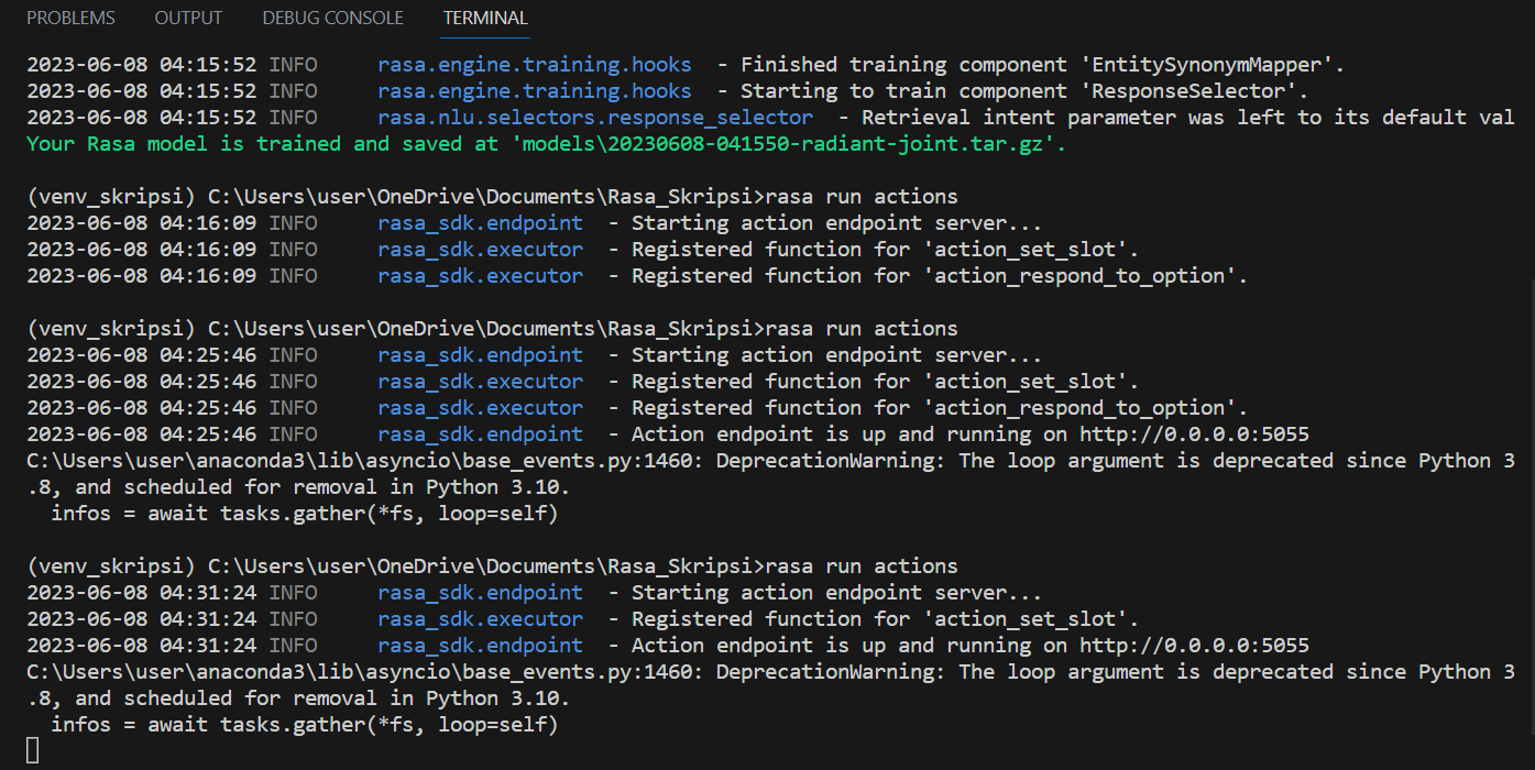 Rasa run actions is unresponsive - Rasa Open Source - 2024-12-09