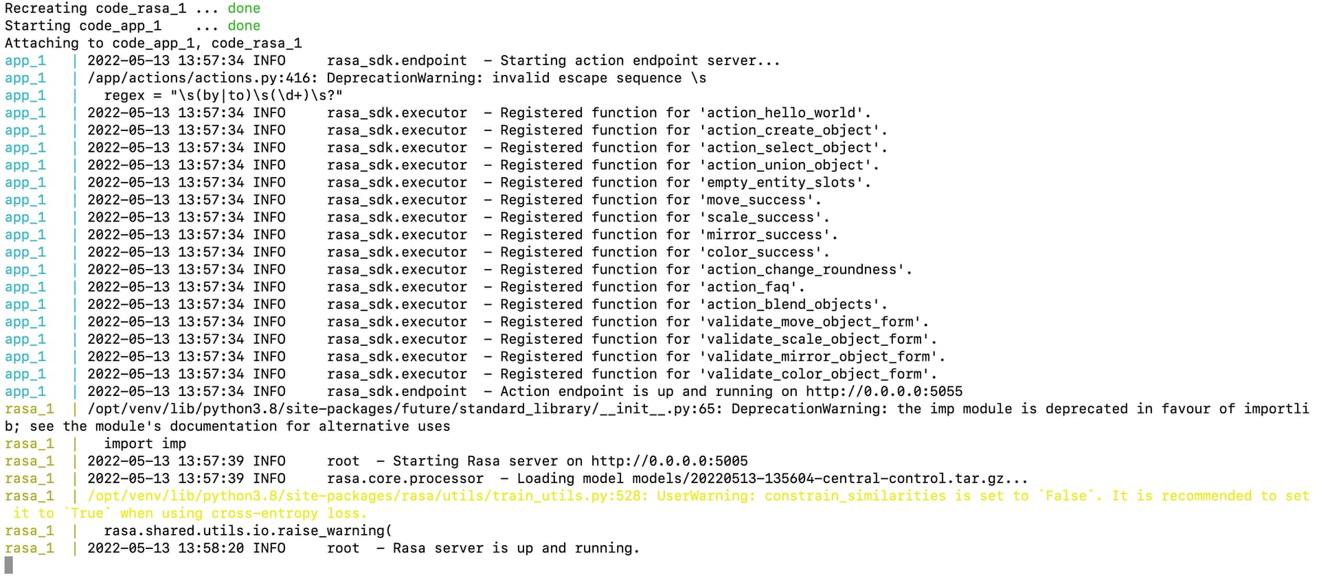 Rasa Nlu Core And Rasa Action Docker Compose On Aws Rasa Open Source 9421