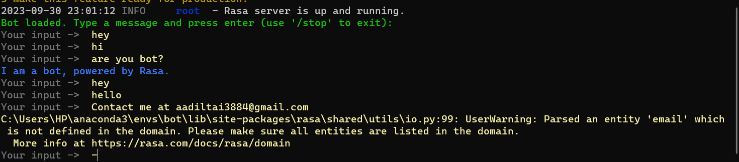 Sending mail using rasa shell - Rasa Open Source - 2024-12-09 Sending mail using rasa shell - Rasa Open Source - 2024-12-09