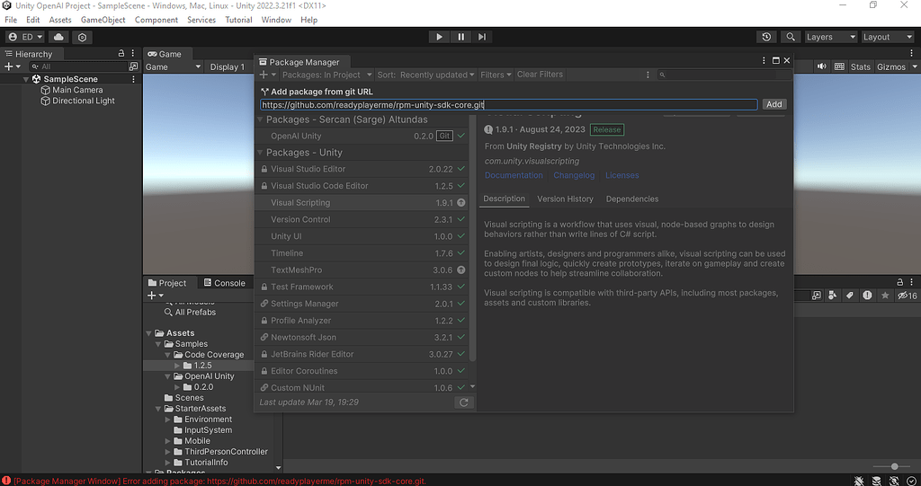 I cannot import the "ready-player-me" package into my unity project - Unity - Ready Player Me ...