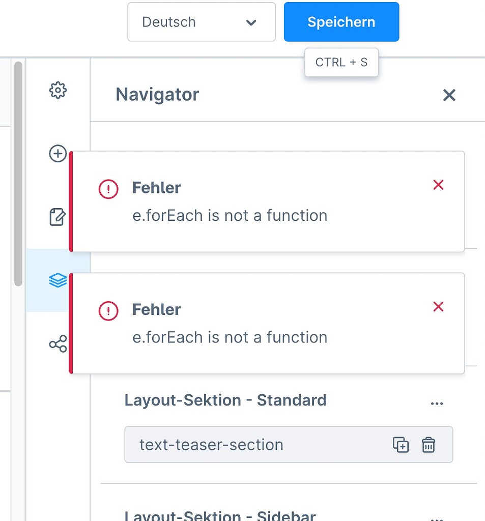 Fehler in Navigator: e.foreach is not a function bei Ebenen verschiedenen in Erlebniswelten ...