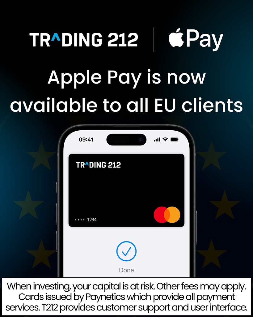 💳 Apple Pay is now available to all EU clients! - 📰 What's new - Trading 212 Community