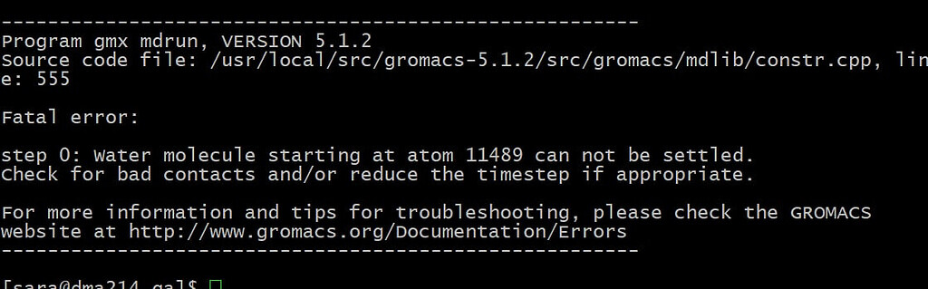 Error in NVT on water molecule settlement - User discussions - GROMACS forums