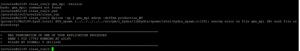 Gmx_mpi doesn't run - User discussions - GROMACS forums