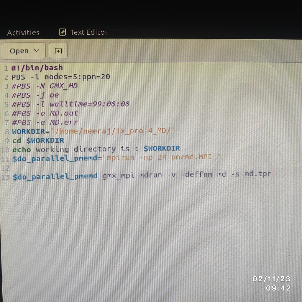 Job submission on HPC using pbs script - User discussions - GROMACS forums