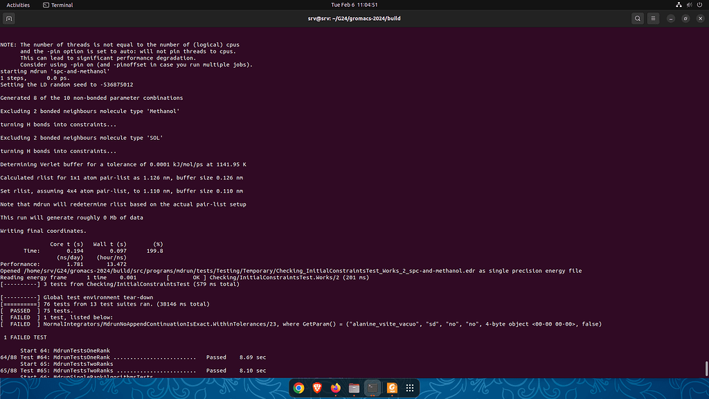 Gromacs 2024 MdrunIOTests Failed - User discussions - GROMACS forums