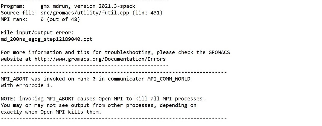 MPI_ABORT causes Open MPI to kill all MPI processes in gmx_mpi command - User discussions ...