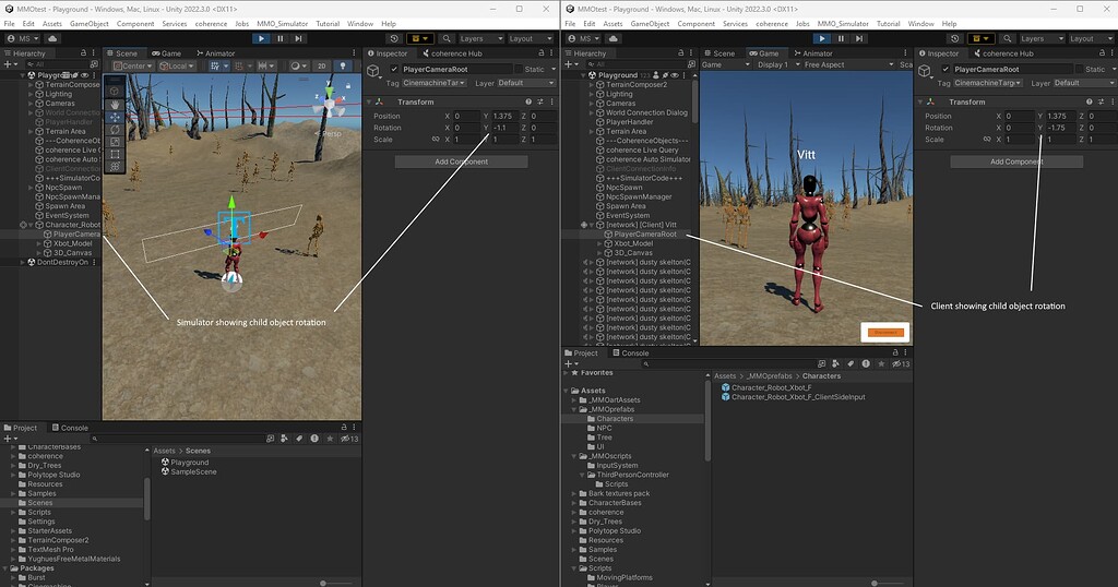 Using Unity ThirdPersonController with Coherence simulator as 'Server Side with Client Input ...