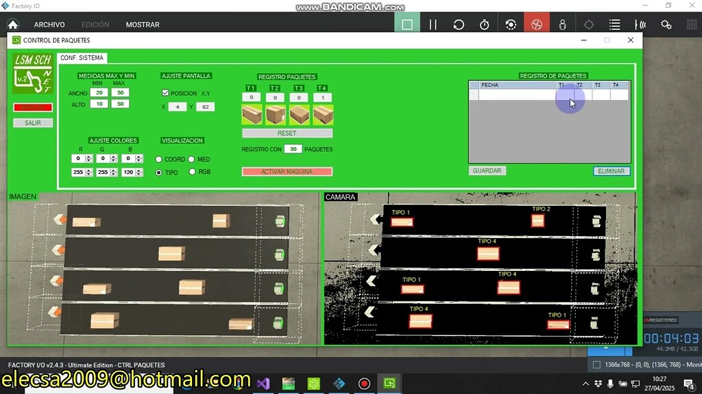 Contribution to the factory io project 55 (packet control artificial ...
