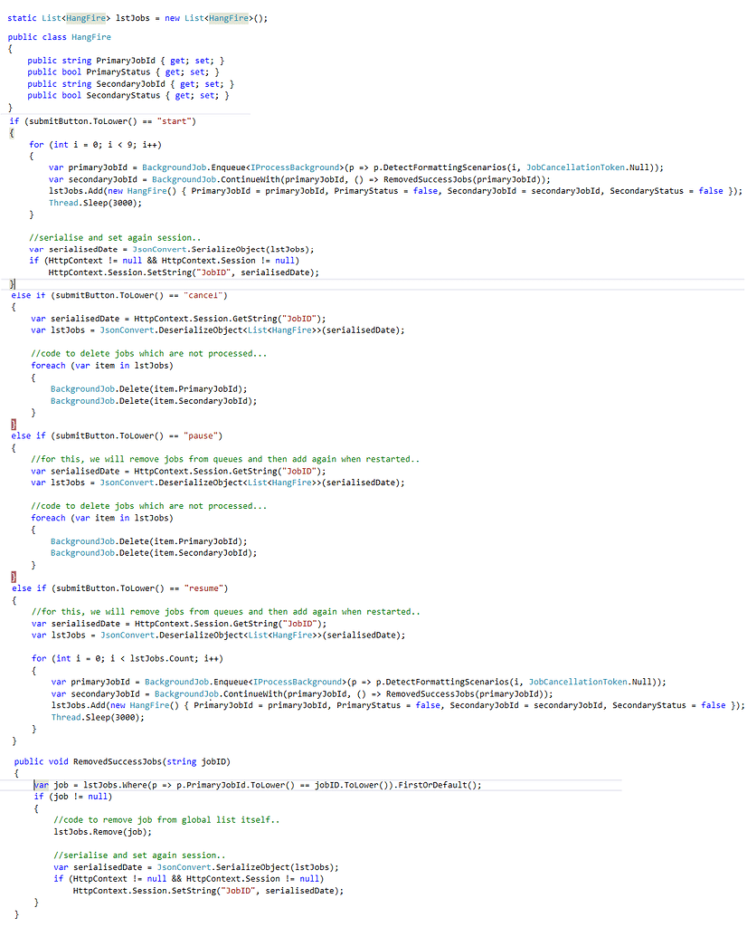 Play, pause, resume and stop functionality - question - Hangfire Discussion