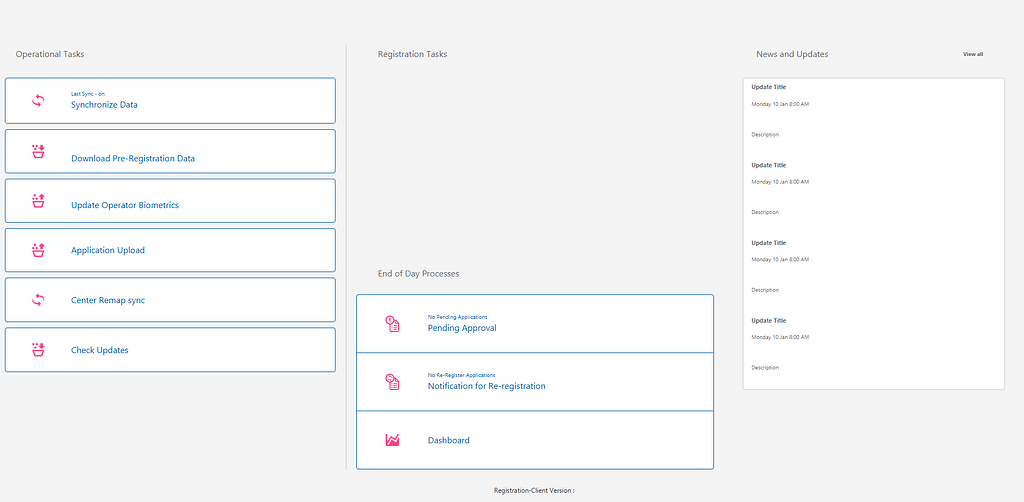 Registration tasks section missing in Registration client menu - All things MOSIP