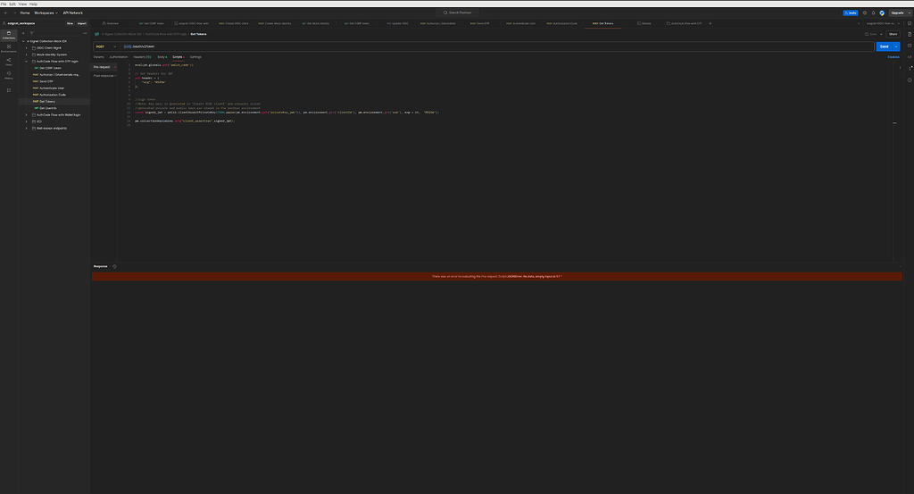 Error running "Get Token" in "AuthCode Flow with OTP login" in the esignet collection - esignet ...
