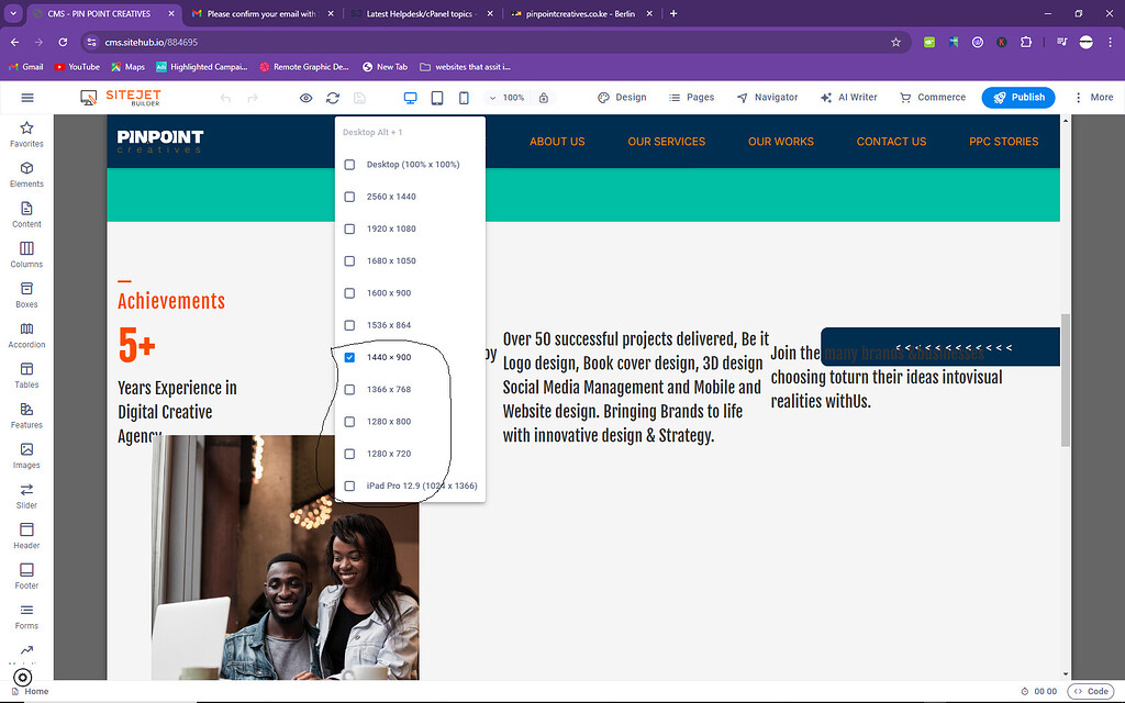 Website does not show fully in different screen orientation - Website Builder - Sitejet Community