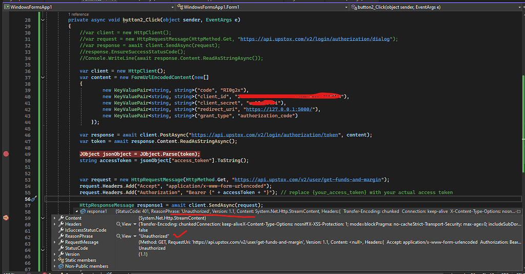 Unauthorised 401 error message while getting the Get Fund And Margin - Developer API - Upstox ...