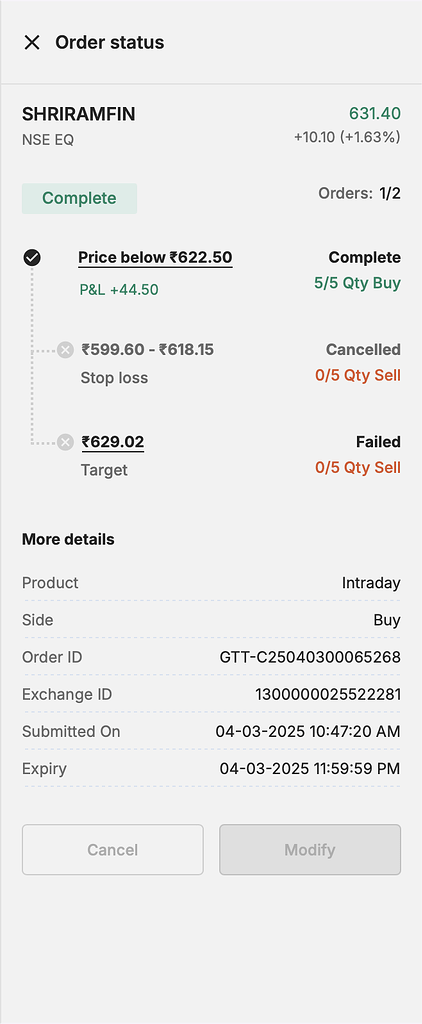 GTT Order Execution Issue via API - Developer API - Upstox Community
