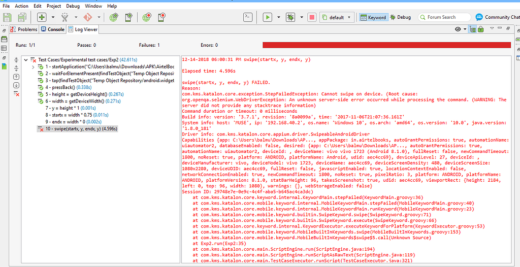 Unable to implement Mobile Swipe successfully - Archive - Katalon Community