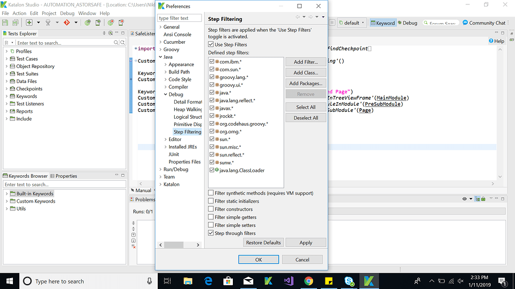 "F5" Step Into key : While debugging test script , pressing "F5" key ...