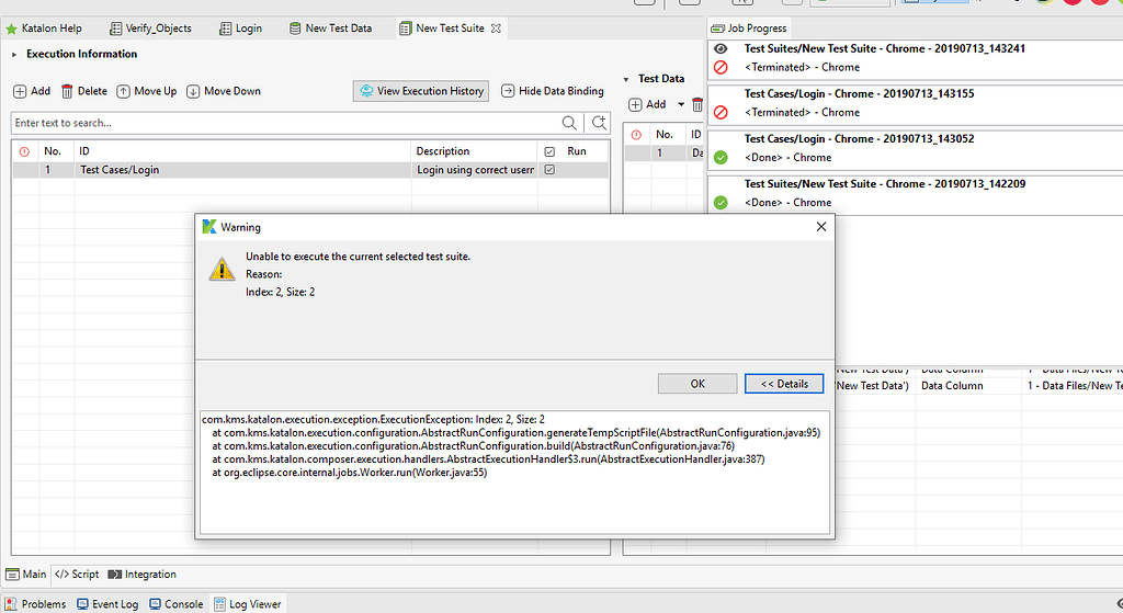 Execution exception - Archive - Katalon Community