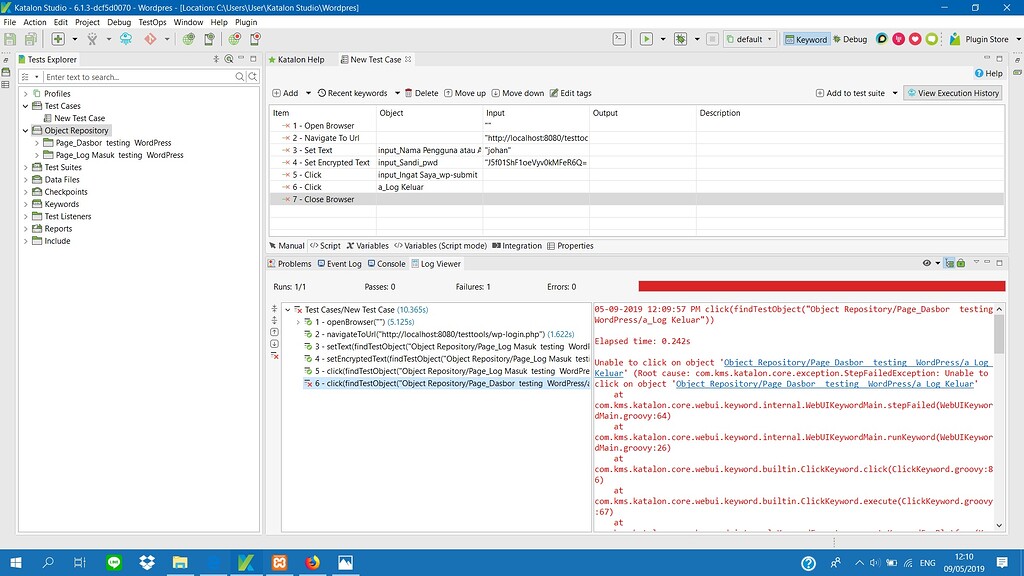 Katalon StepFailedException Unable to click on object - Archive - Katalon Community