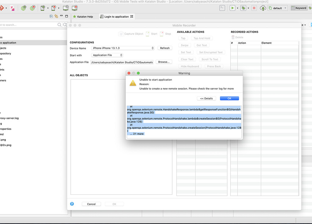 Unable to start application for iOS real device - Bugs Report - Katalon Community