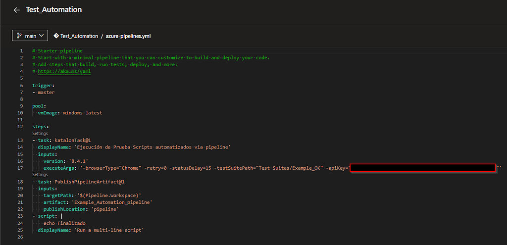 Error running azure devops pipeline - Katalon Studio - Katalon Community Error running azure devops pipeline - Katalon Studio - Katalon Community