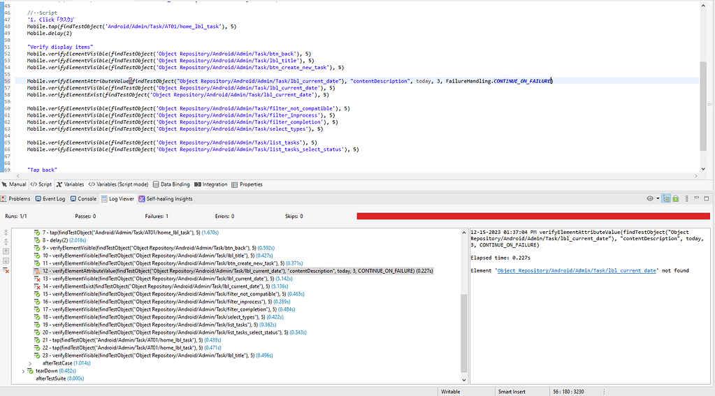 Mobile.verifyElementAttributeValue does not mark step as failed even though FailureHandling ...