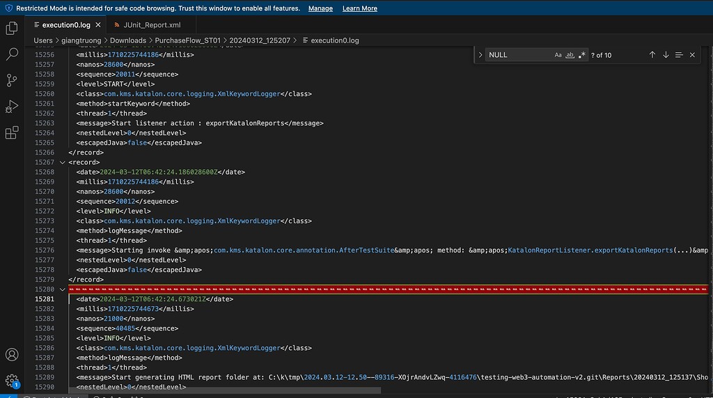 An invalid XML chars and system is unable to generate the report ...