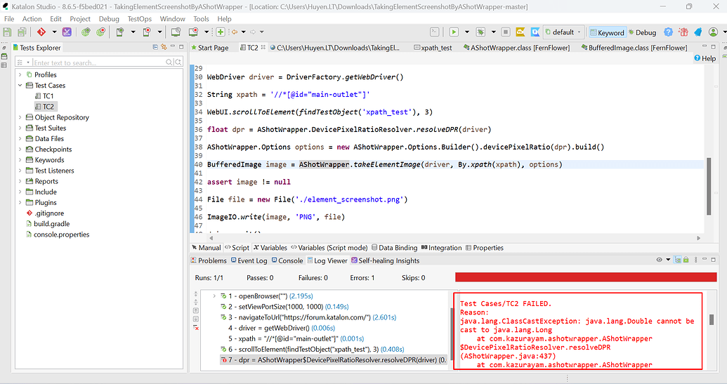 [WebUI] Take Area Screenshot As Checkpoint - Documentation - Katalon ...